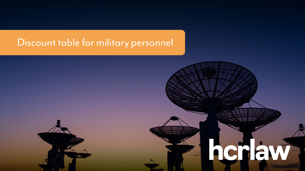 Discount table for military personnel - HCR Law